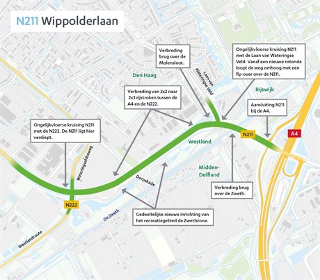 Kaart reconstructie N211 Wippolderlaan - N211 Wippolderlaan
